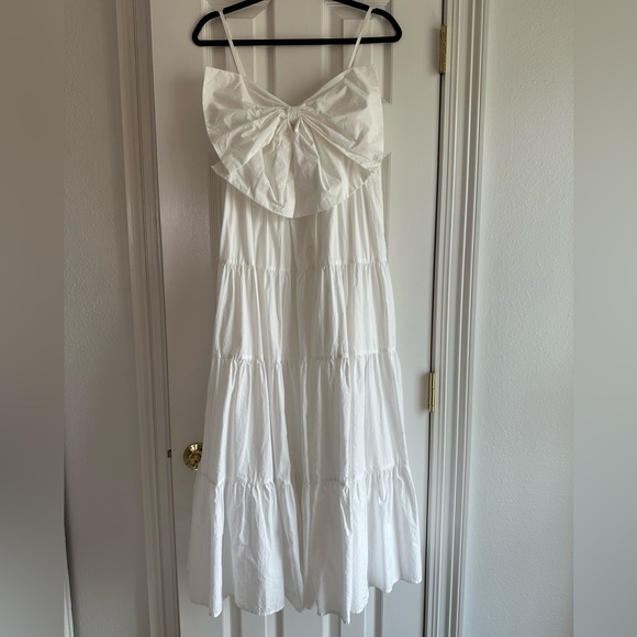Mable | Dresses | Mable White Maxi Dress W Front Bowadjustable Straps ...
